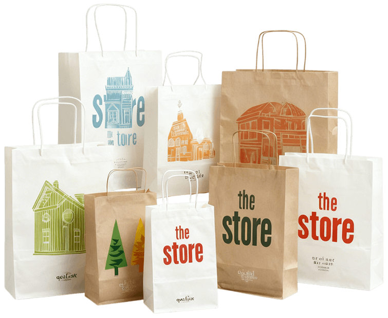 Recycled Custom Paper Bags Wholesale from $0.79